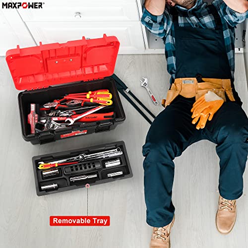 MAXPOWER Tool Box 16 inch, Plastic Small Tool Box with Latch and ...