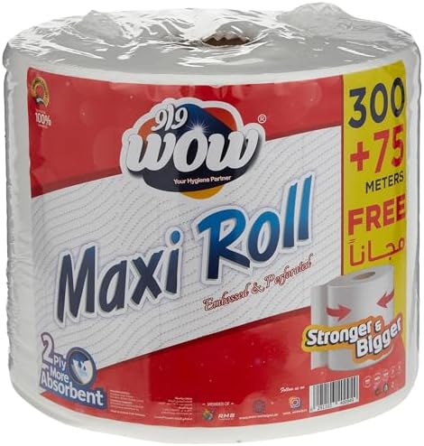 WOW Maxi Roll Embossed 375meter 2ply FREE, 938 Sheets price in UAE ...