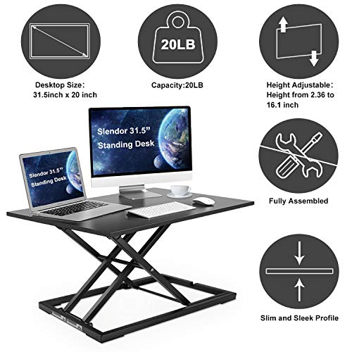 Slendor Standing Desk Stand Up Desks Height Adjustable 31.5 inch Sit ...