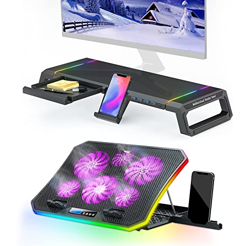 TopMate C12 Laptop Cooling Pad RGB Gaming Notebook Cooler (Purple LED ...