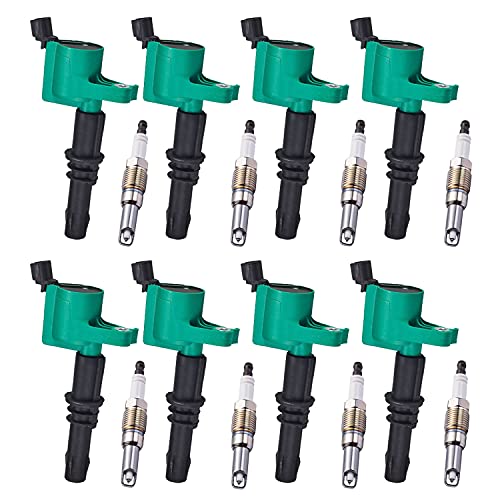 ENA Platinum Spark Plug and Professional Ignition Coil Pack Set of 8 Compatible with Ford ...