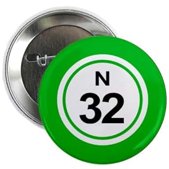 Amazon.com: BINGO BALL N32 THIRTY-TWO GREEN 2.25 inch Pinback Button ...