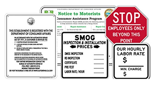 Buy California SMOG Station Sign Kit Includes All 5 Signs: California ...