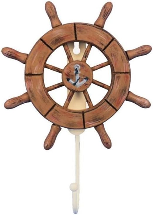Hampton Nautical Timón de Barco rústico Decorativo con Ancla, de Madera ...
