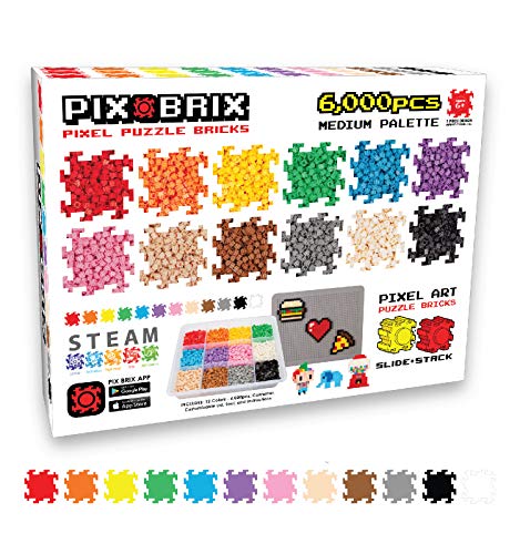 Pix Brix Pixel Art Puzzle Bricks - 6,000 Piece Pixel Art Container, 12 ...