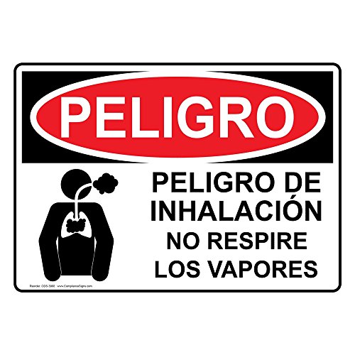 Buy ComplianceSigns Plastic OSHA DANGER Peligro De Inhalación No ...