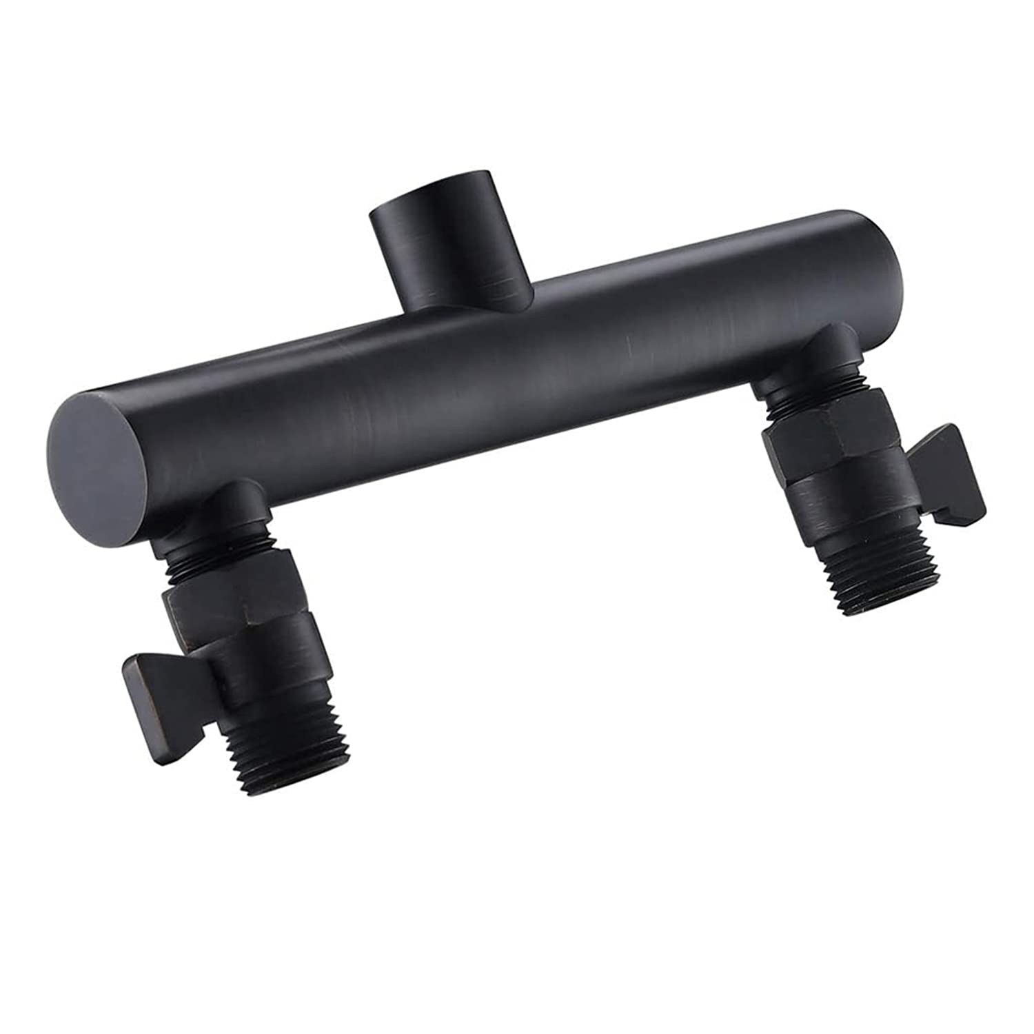 AZOS Black Double Outlet Manifold with Brass Shut Off Valves, Bathroom ...