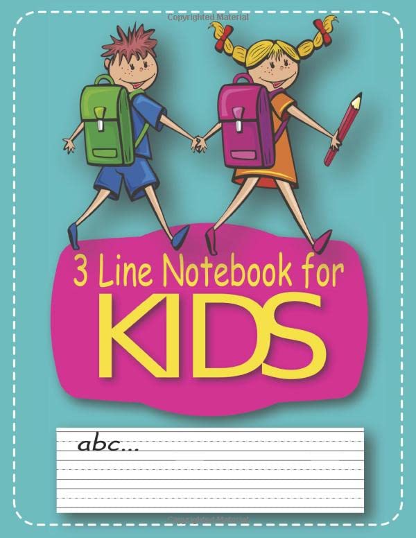 Amazon.com: 3 Line Notebook for Kids: Dashed Midline School Exercise ...