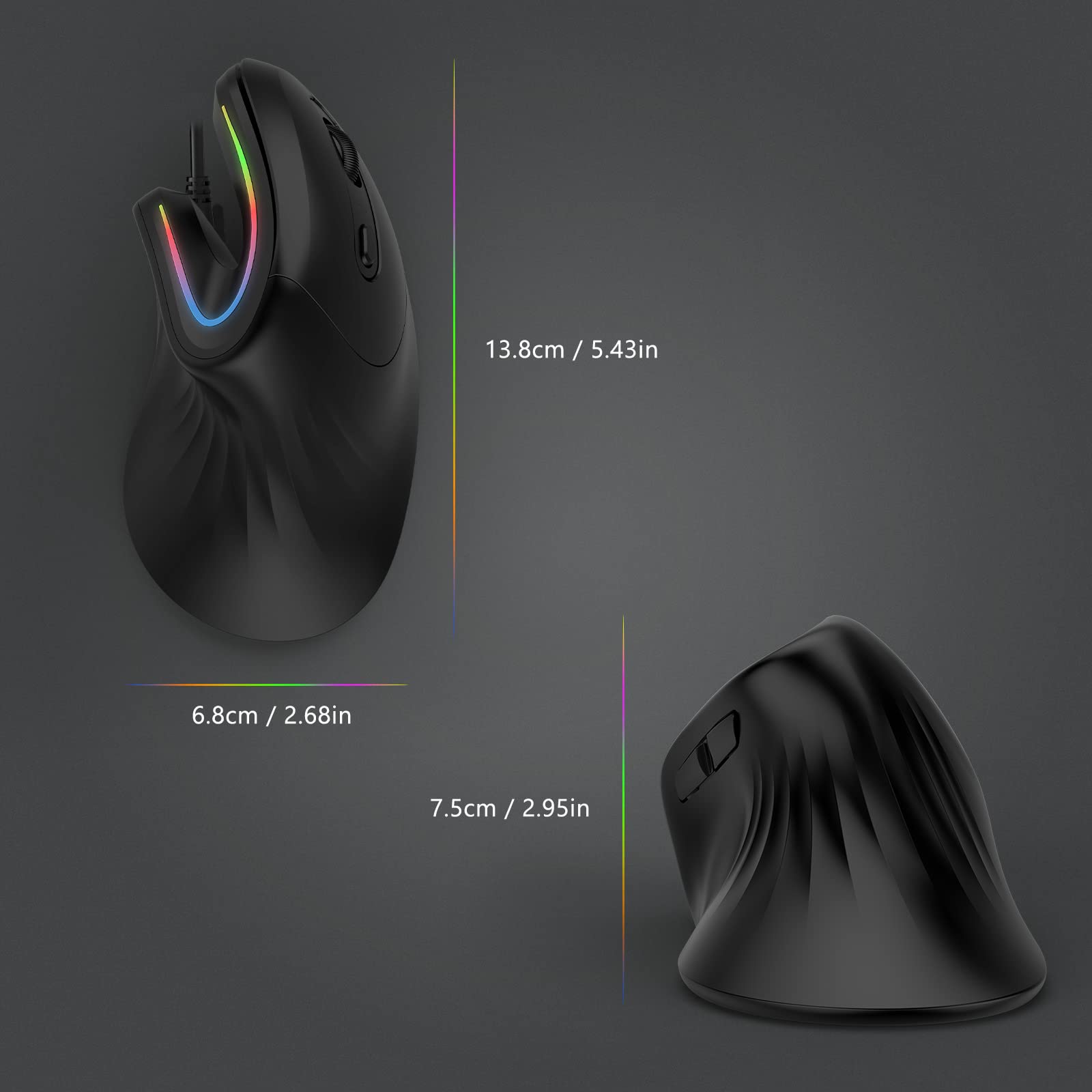 Mua Wired Ergonomic Mouse with LED Backlight, 6-Mode RGB Backlit ...