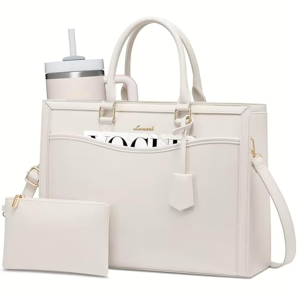 LOVEVOOK Laptop Tote Bag for Women, Leather Office Work Bag Briefcase ...