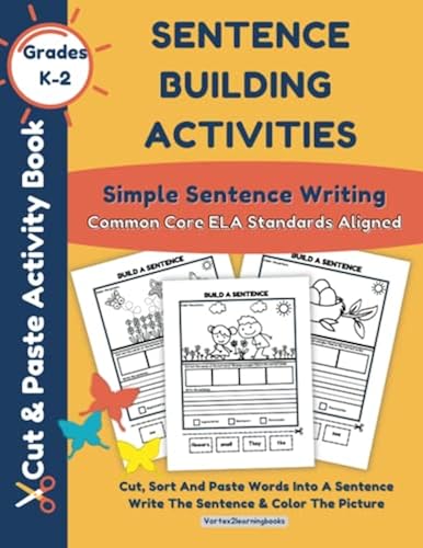 Cut And Paste Activity Book For Kids: Sentence Building Activities ...