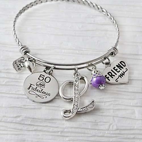 Amazon.com: 50th Birthday Gifts for Women, 50 and Fabulous Bangle ...