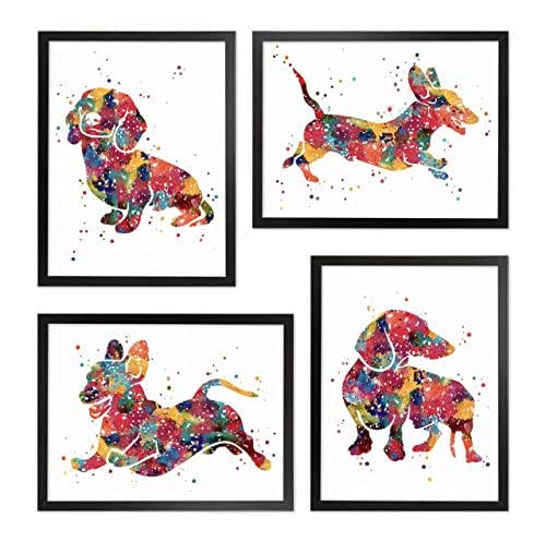 Amazon.com: Framed Dachshund Watercolor Poster Set Sausage Dog Weiner ...