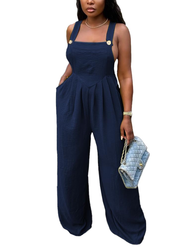 Nimsruc Women's Jumpsuits Summer Rompers Sling Sleeveless Wide Leg ...