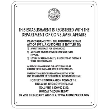 Amazon.com : Auto Repair Hourly Labor Rate Sign - 12x12 inch : Office ...