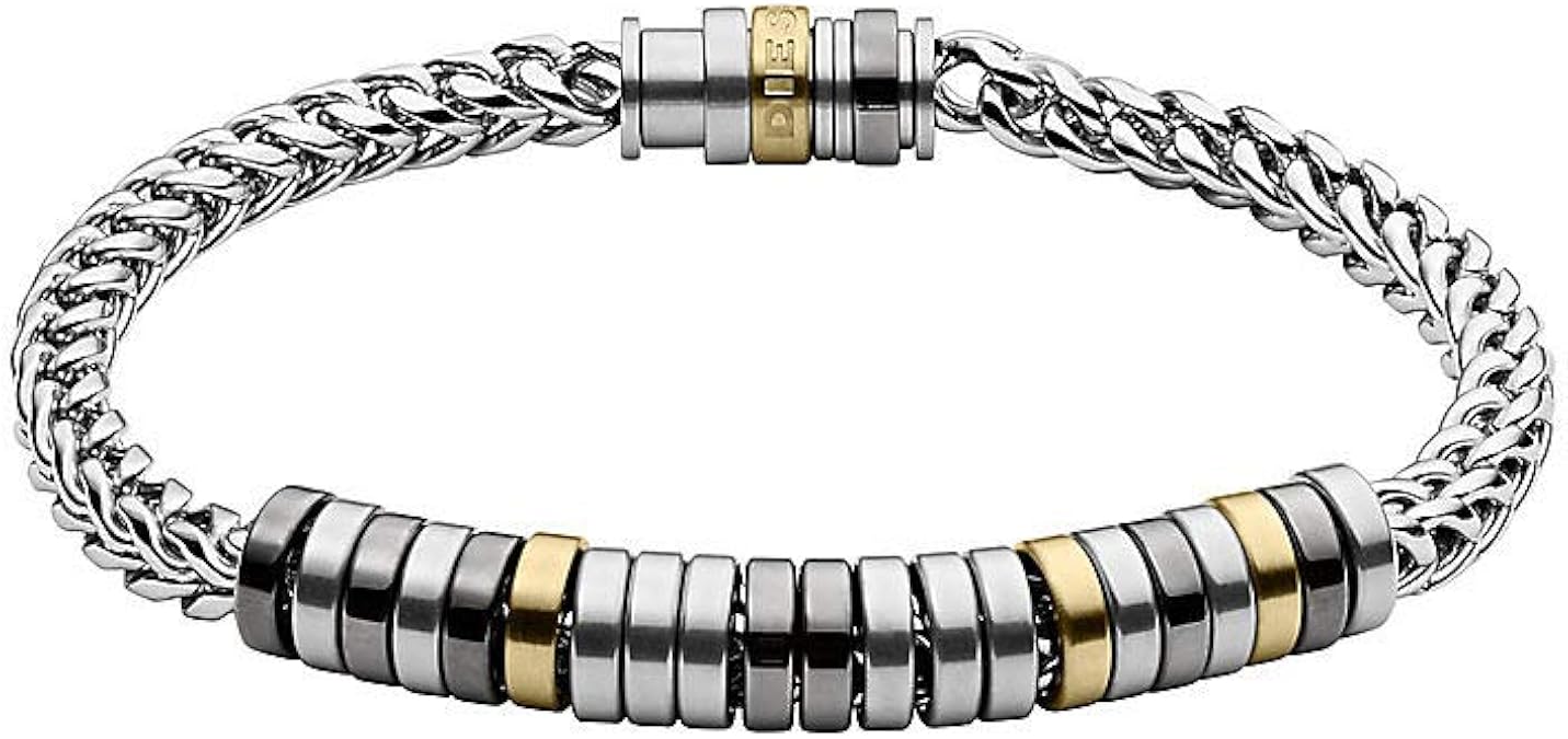 Diesel Men Stainless Steel Chain Bracelet DX1187040,Silver: Amazon.co ...
