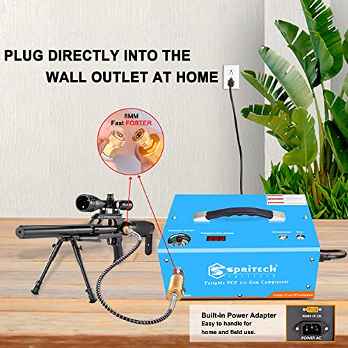 Spritech TW08-B PCP Air Compressor,Auto-shutoff 4500Psi/30Mpa Oil/Water ...