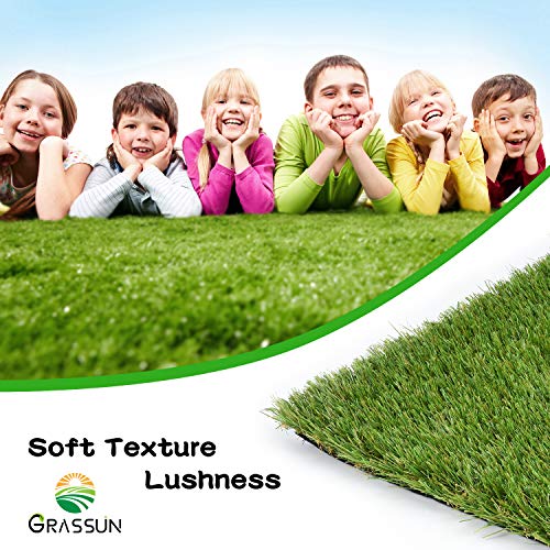 GRASSUN Realistic Artificial Grass Turf 3 FT x 5 FT, 5 Tone Fake Faux ...