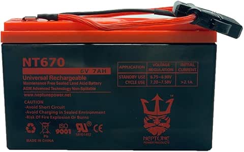 Amazon.com: Neptune 6V 7AH Battery Includes Wire Connectors Replacement ...