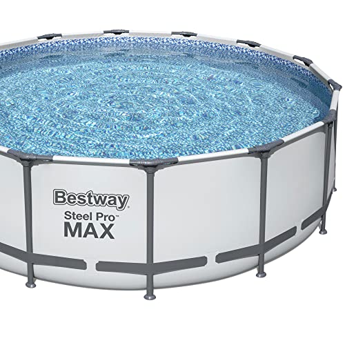 Bestway Steel Pro MAX 14 Foot x 48 Inch Round Metal Frame Above Ground Outdoor Swimming Pool Set ...