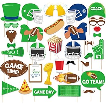 Amazon.com: Football Photo Booth Props Kit - 26 Counts Football Season ...