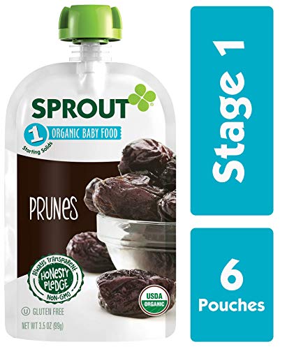 Sprout Organic Baby Food Pouches Stage 1 Sprout Baby Food, Prunes, 3.5 Ounce (Pack of 6); USDA ...