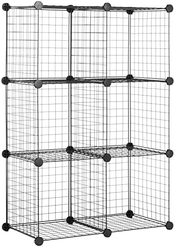 Amazon Basics 6-Cube Wire Grid Storage Shelves, 14" x 14" Stackable ...