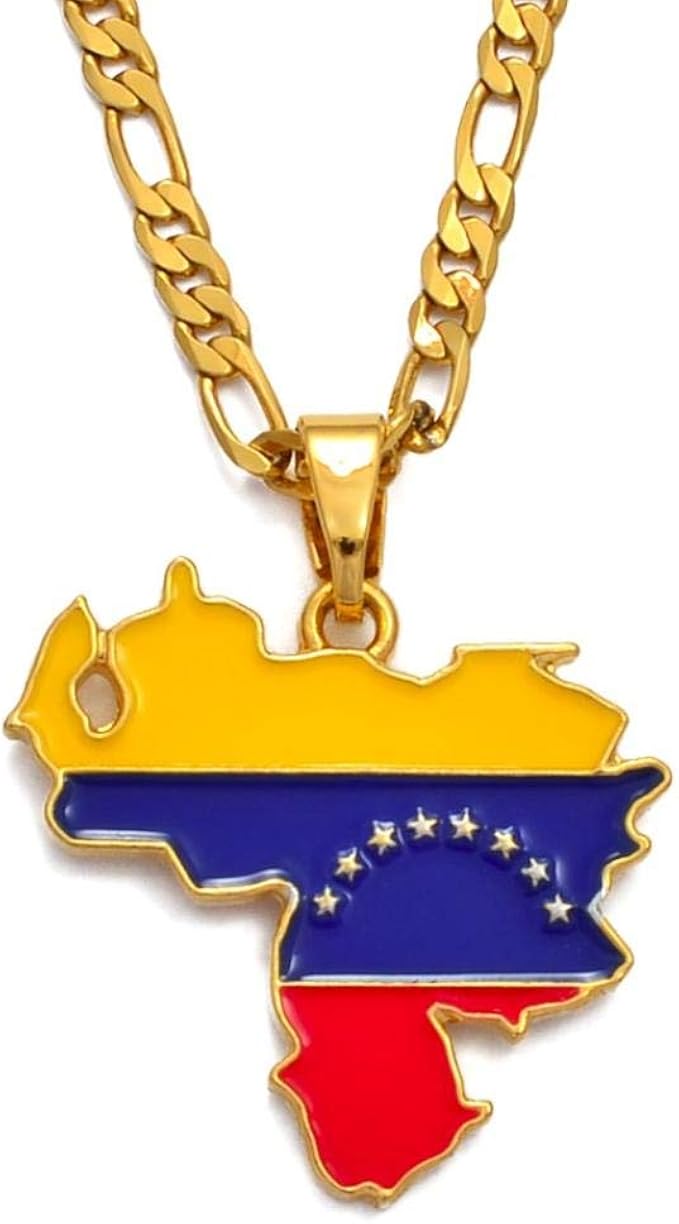 Collar con colgante de mapa y bandera de Venezuela para mujeres ...