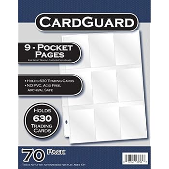 Amazon.com: 9 Pocket Trading Card Protector Page (100 Sheets): Toys & Games