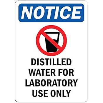 Amazon.com : Notice - Distilled Water Sign | Label Decal Sticker Retail ...