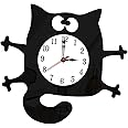 Amazon.com: MYCENSE Cat Shaped Wall Clock Non-Ticking Battery Operated ...