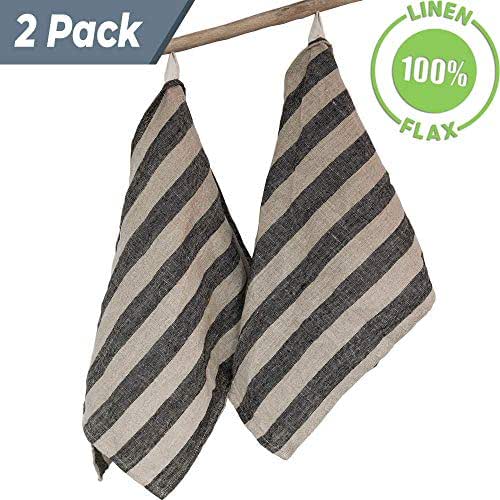 Amazon.com: Huckaback Washed Linen Kitchen Towels - 100% Linen Flax ...