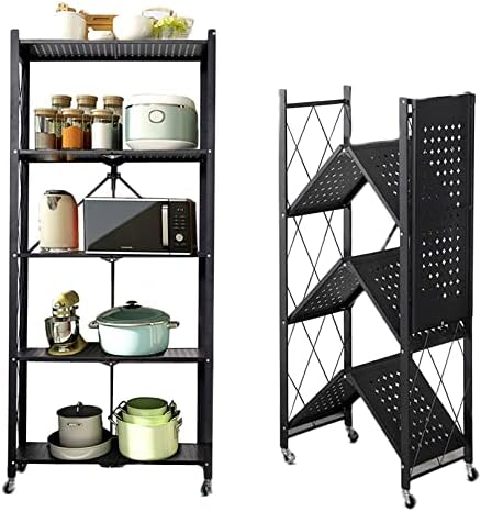 BRIGHTSHOW 4-Tier Storage Shelves, Collapsible Metal Shelf Organizer ...