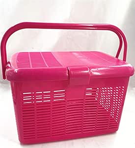 2 X Multiduty Plastic Pets Basket Picnic Basket Storage Box & Lid and ...