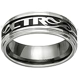 J185 Size 8 Duo Titanium Ion Wood & Steel CTR Ring Mormon LDS Unisex ...