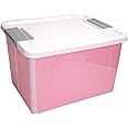 Amazon.com - 92 Quart Pink Plastic Storage Bins with Lids, Collapsible ...