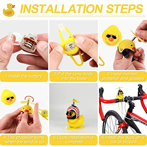 2 Pack Duck Bike Bell, Shining Duck Bicycle Horn Rubber Duck Handlebar ...