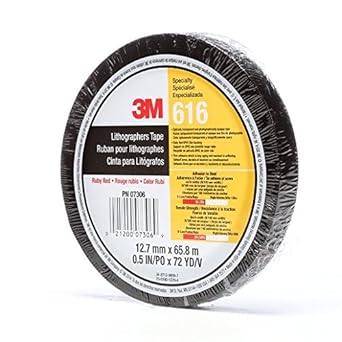 3M Lithographers Tape 616, Ruby Red, 1/2 in x 72 yd, 2.4 mil: Adhesive Tapes: Amazon.com ...