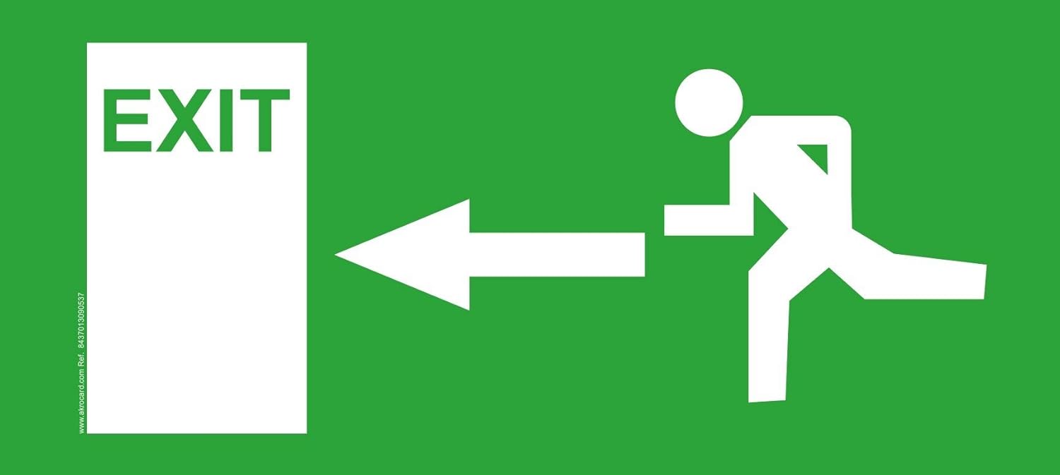 Cartel Resistente PVC - EXIT (Izquierda) - Señaletica de advertencia ...