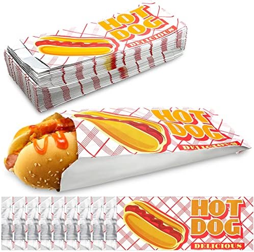 Woanger 100 Pack Aluminum Foil Hot Dog Wrappers 9.1x 3.5 Inch Heat ...