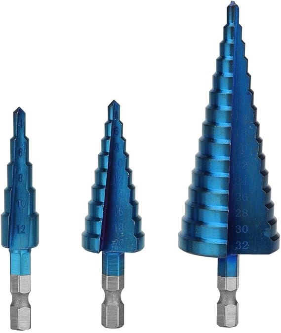 3 STÜCKE Stufenbohrer, Blaue Beschichtung Dreieck Schaftkegel ...