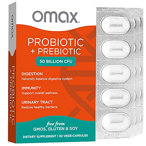 Omax 3 Boxes Probiotic + Prebiotic Supplement Pills, 50 Billion CFU, 10 ...