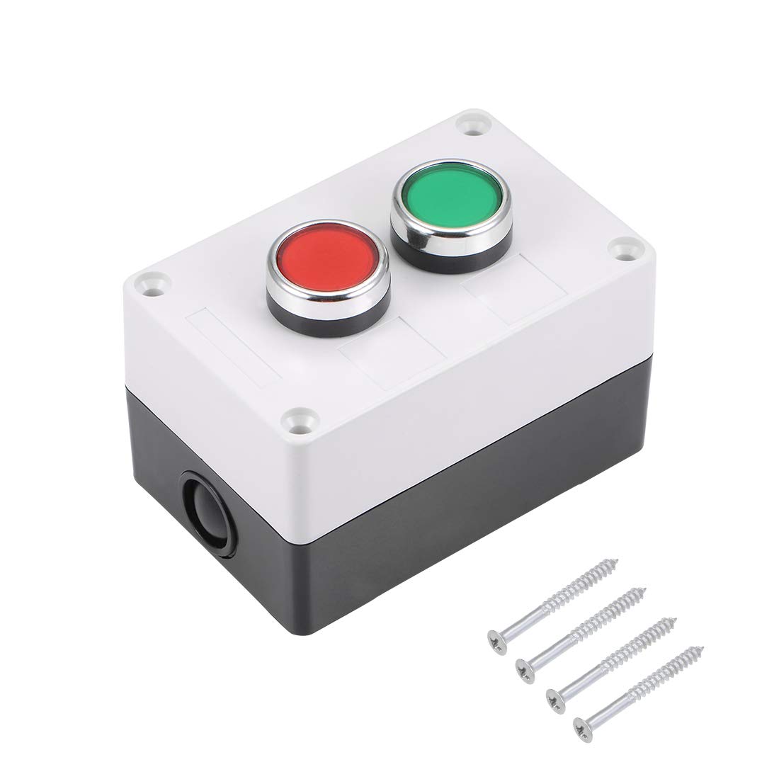 uxcell Push Button Switch Station Momentary NC NO Red Green Switches ...