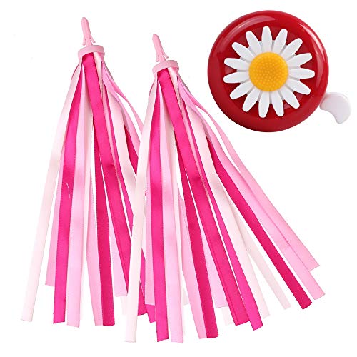 MINI-FACTORY Girl's Bike Bell + Streamer Set, Kid's Bike Bell with Streamers Children's Bike ...