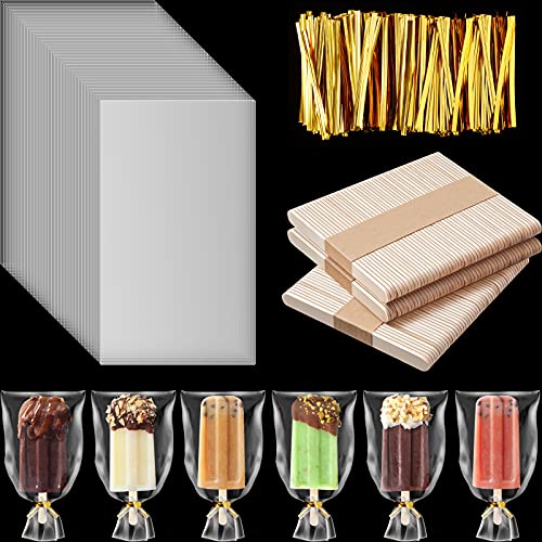 Ice lolly Bags Ice Cream Packaging Bag and Wooden Ice Lolly Sticks Ice ...