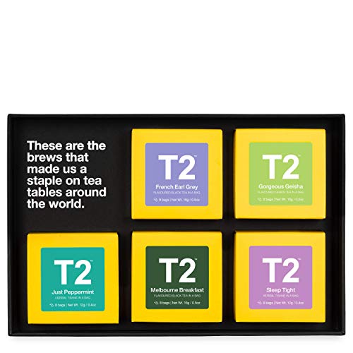 T2 Tea Five Tops 5 Mini Gift Cubes of Classic Black, Green, Fruit ...