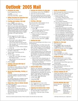 Microsoft Outlook 2003 Mail Quick Reference Guide (Cheat Sheet of ...