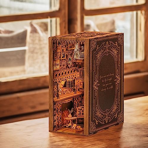 CUTEBEE DIY Book Nook Kit, DIY Dollhouse Booknook Bookshelf Insert ...