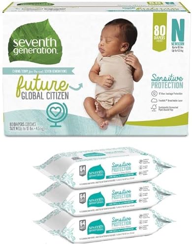 Seventh Generation Baby Diapers, Sensitive Protection, Size Newborn, 80 ...