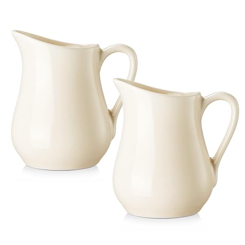 Gurygo 4 Ounce (Set/2) Ceramic Creamer Pitcher with Handle, Small ...